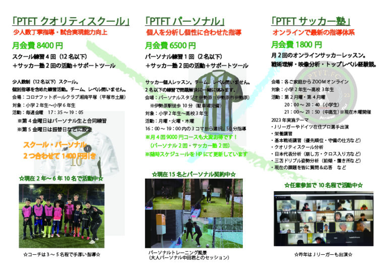 PTFT.FC – 2つのテーマ＆3つの選べるカテゴリー